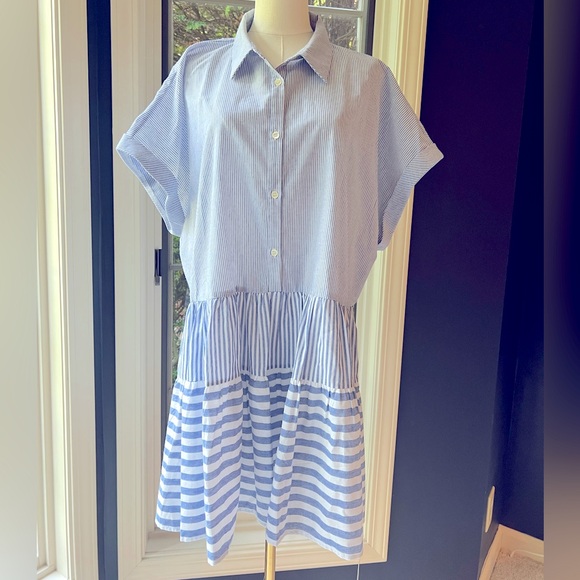 Mustard Seed | Dresses | Boxy Blue Striped Shirt Dress | Poshmark